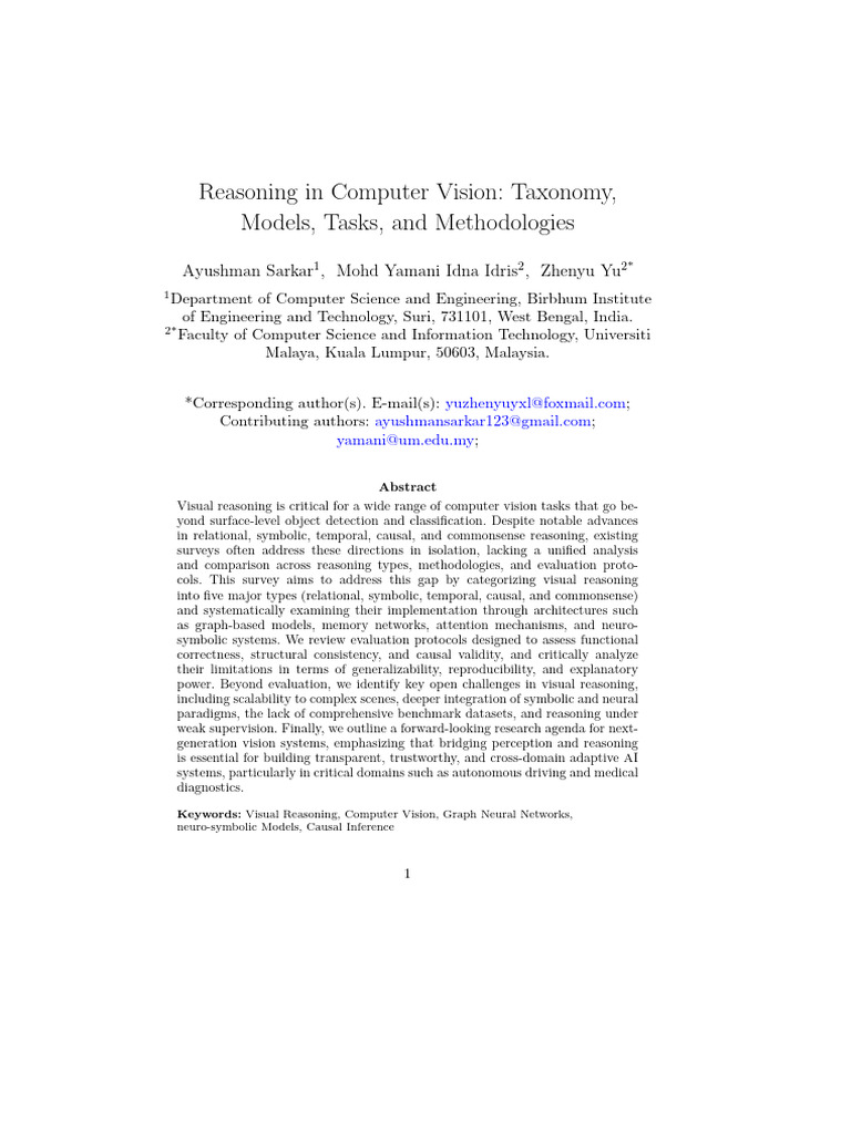 Visual Reasoning: Taxonomy and Challenges | PDF | Causality | Computer ...