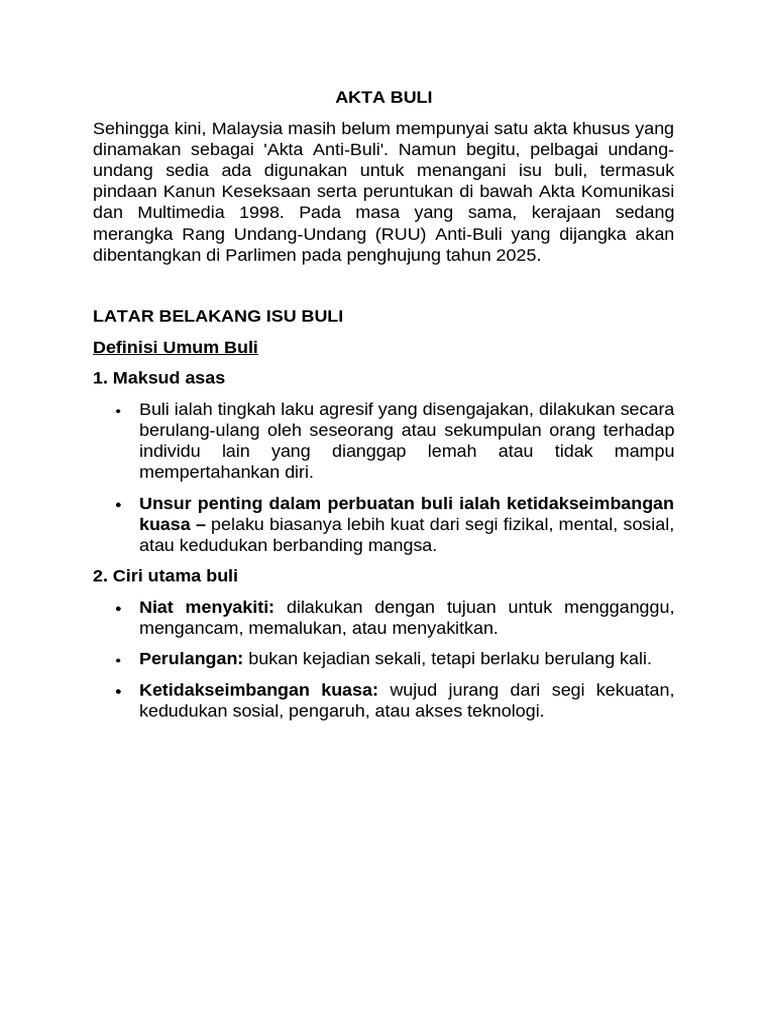 Akta Buli | PDF