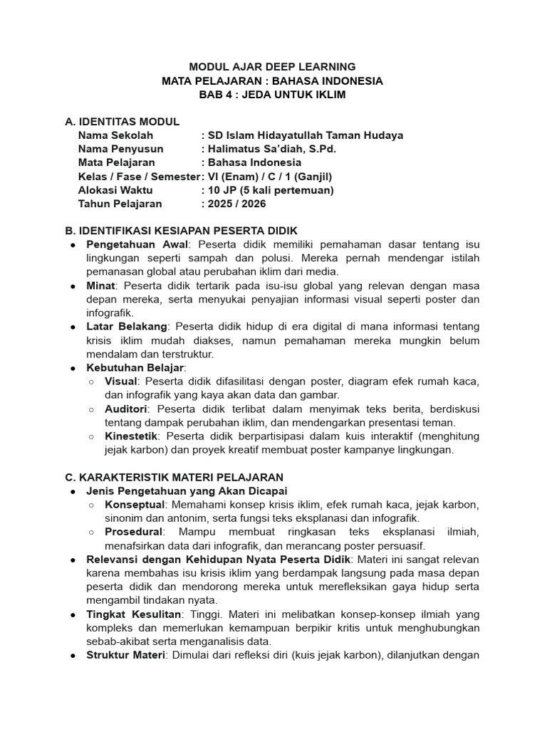 BAB 4 Modul Ajar Bahasa Indo Diah | PDF