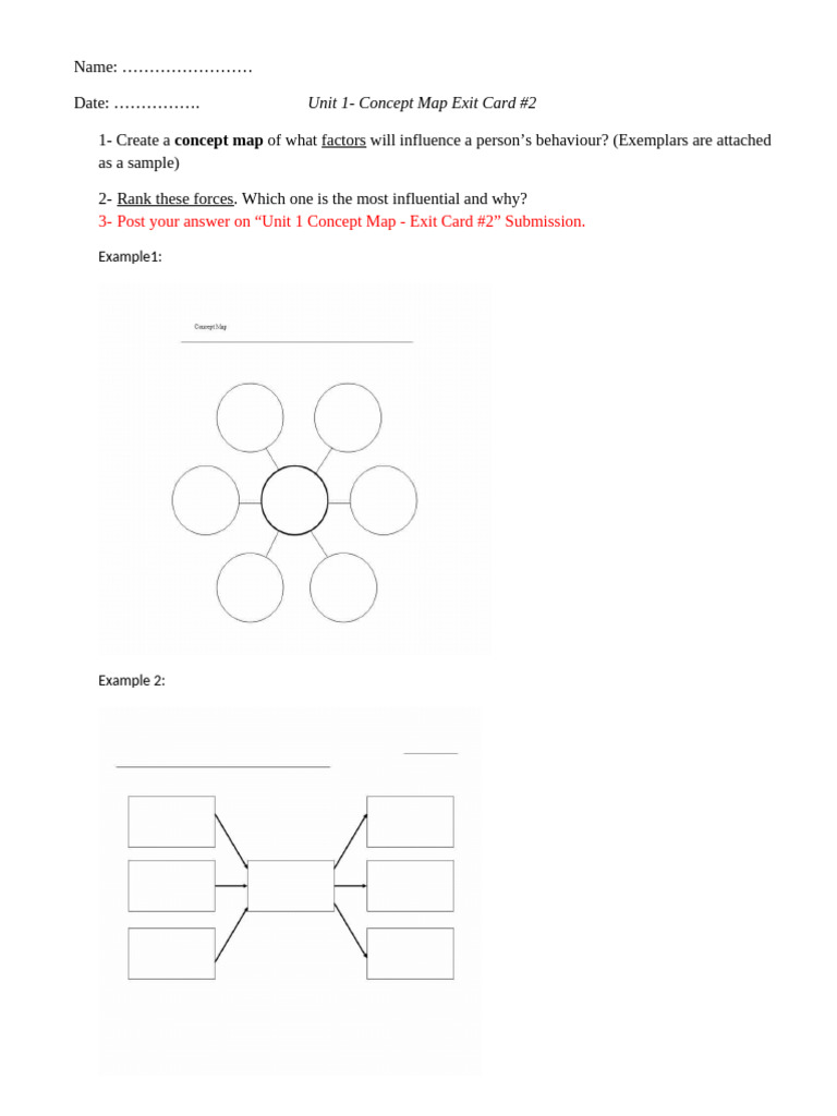 Unit 1 - Concept Map Exit Card 2-AAL | PDF