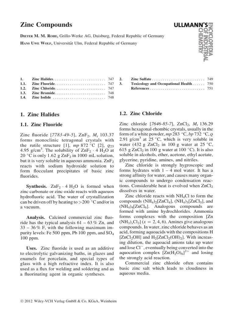 Zinc Compounds Overview and Uses | PDF | Zinc | Hydroxide
