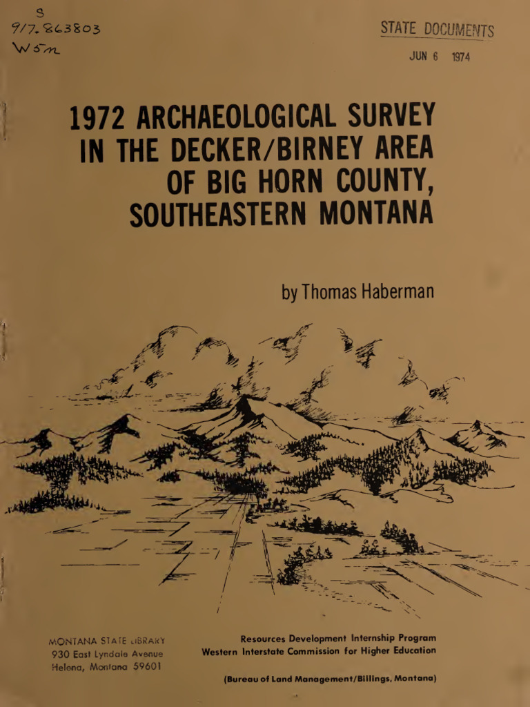 1972 Archaeologic Survey of Decker Montana and Birney Area of Big Horn ...