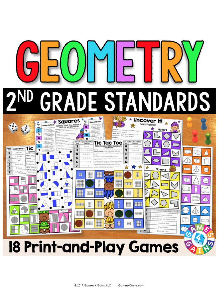 4 - 2nd Grade Math Centers - 2nd Grade Geometry Games (2.G.1, 2.G.2, 2 ...