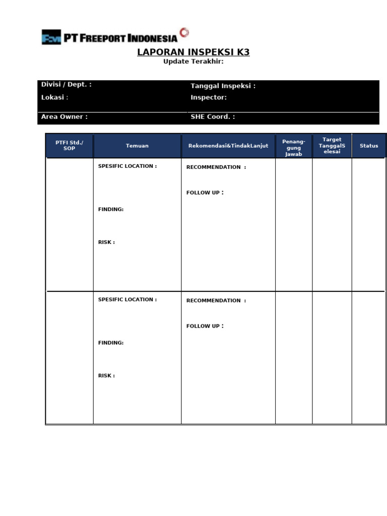 Form Inspeksi 4 | PDF