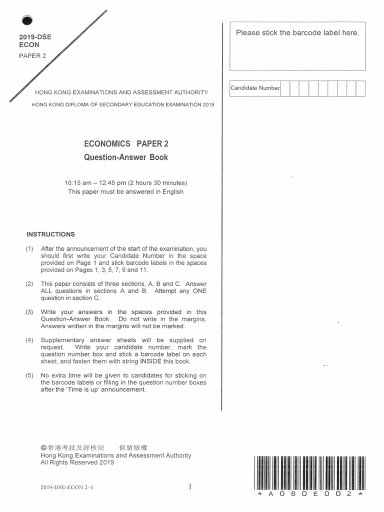 2019 DSE Economics Paper 2 (ENG) | PDF