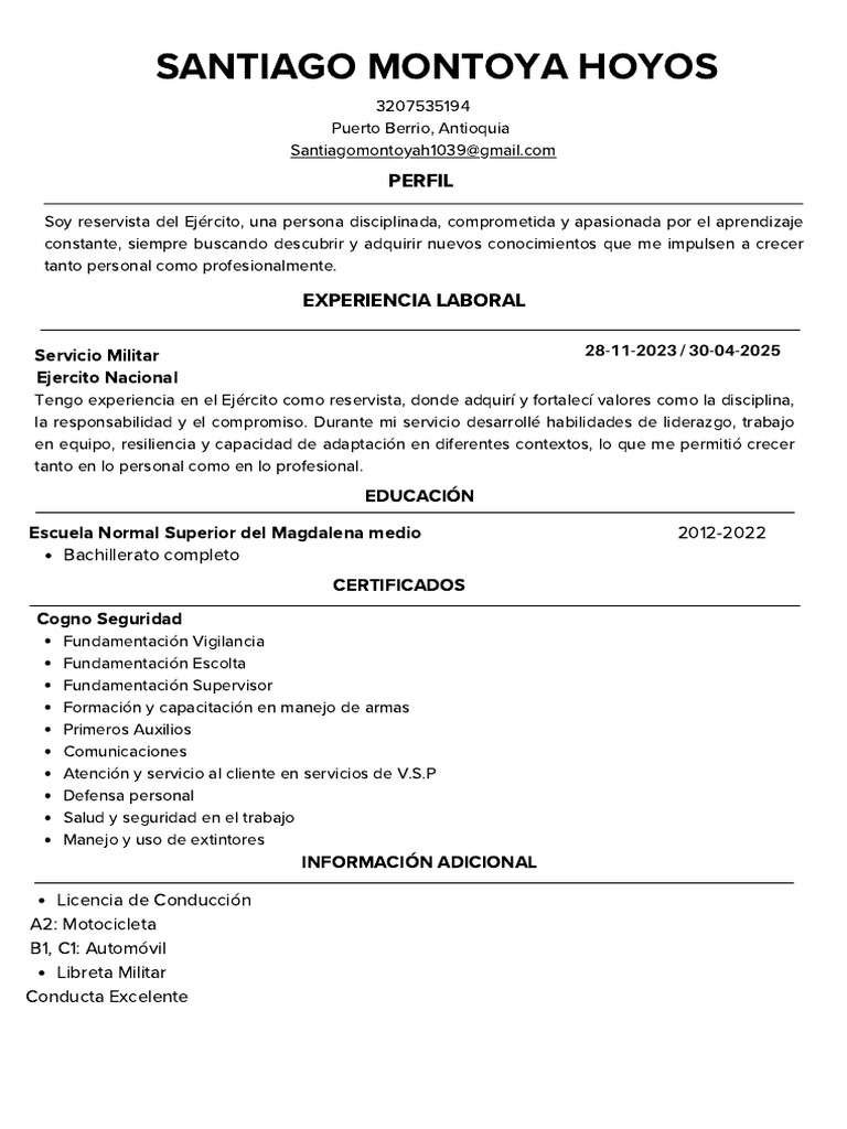 CV Montoya Hoyos Santiago | PDF
