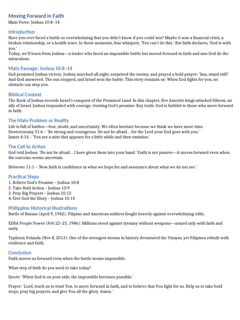 Moving Forward in Faith 2 | PDF | Joshua | Faith