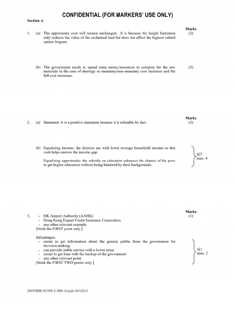 2019 DSE Econ Paper 2 Answer | PDF