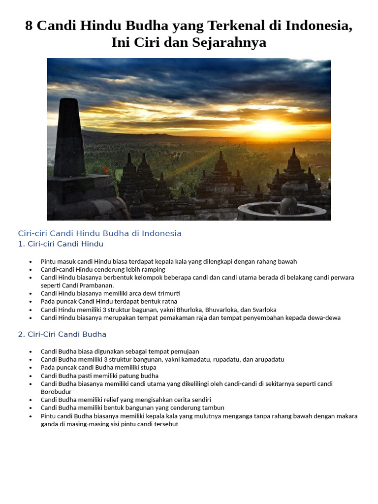 Candi Hindu dan Budha Terkenal di Indonesia | PDF