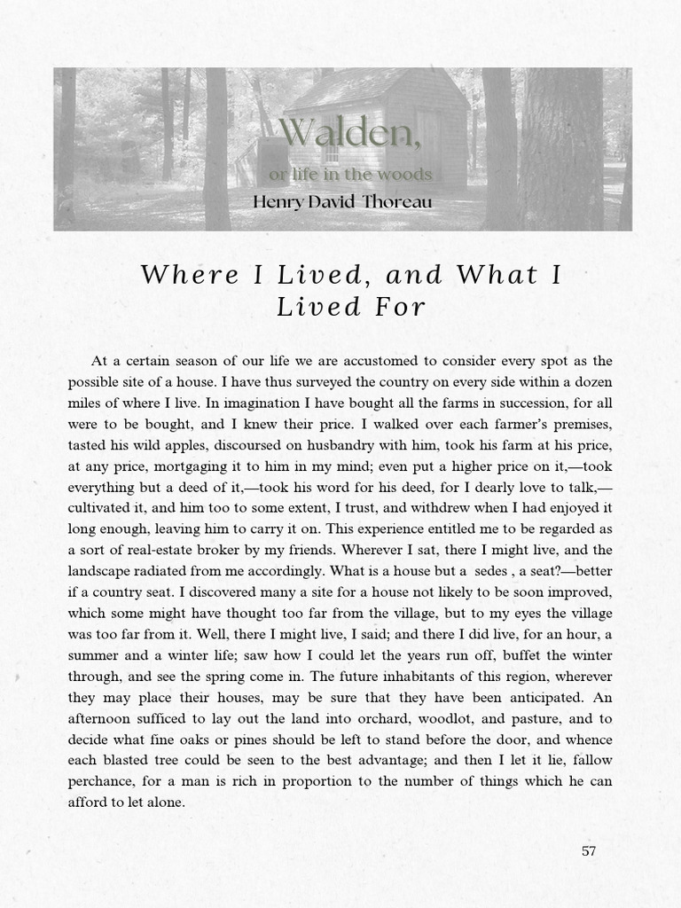 Where I Lived, and What I Lived For | PDF | Walden | Henry David Thoreau