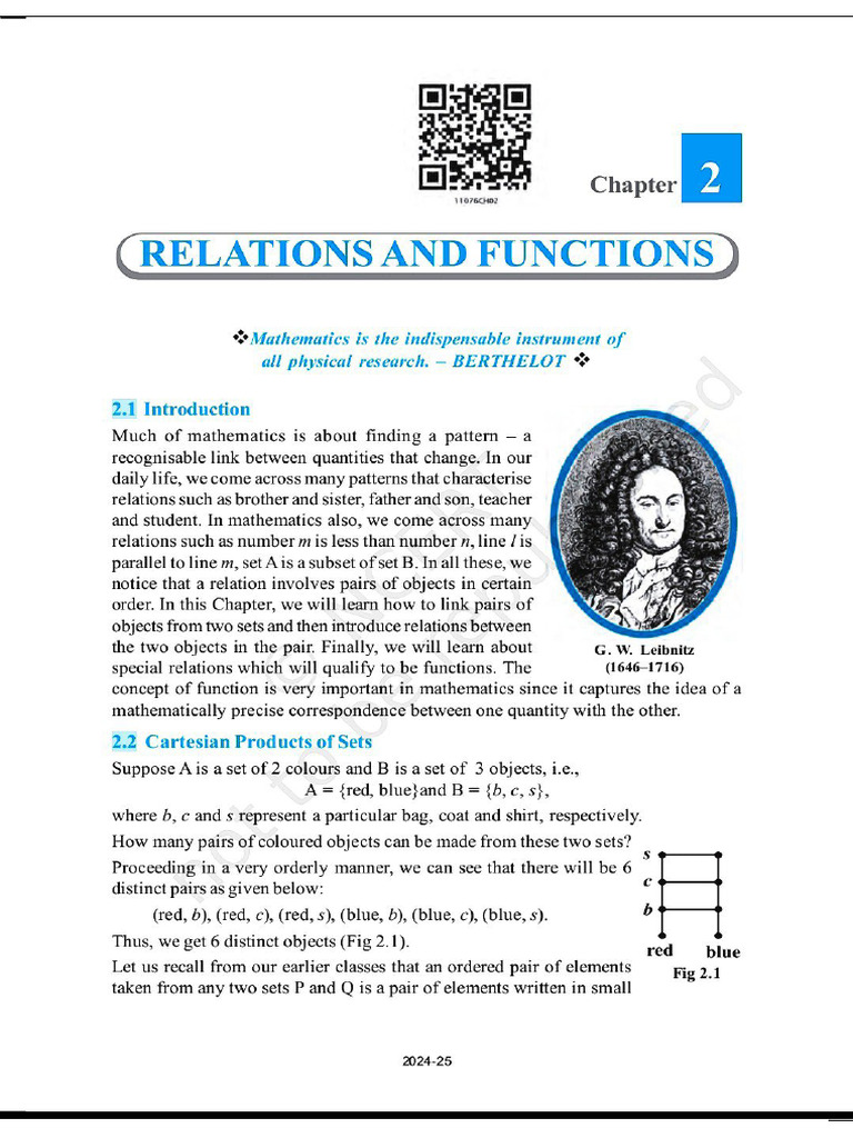 Relations and Functions NCERT Maths | PDF