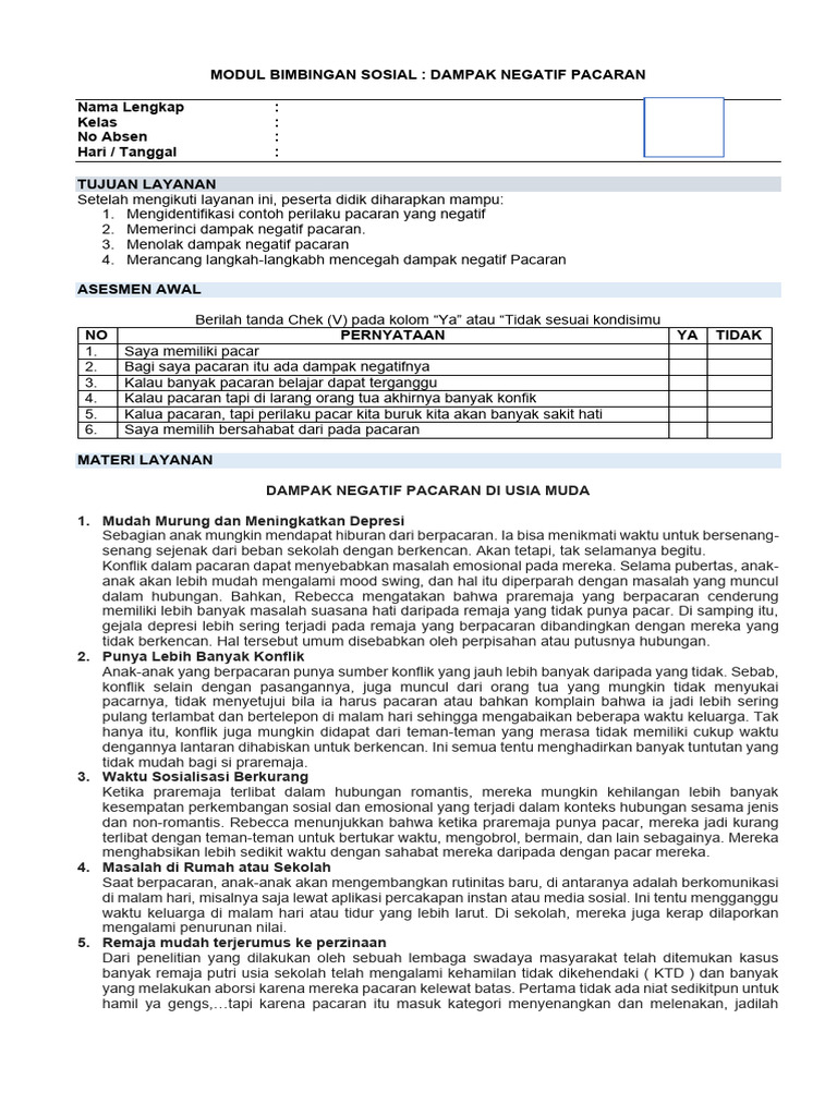 Modul BK Dampak Pacaran1 | PDF