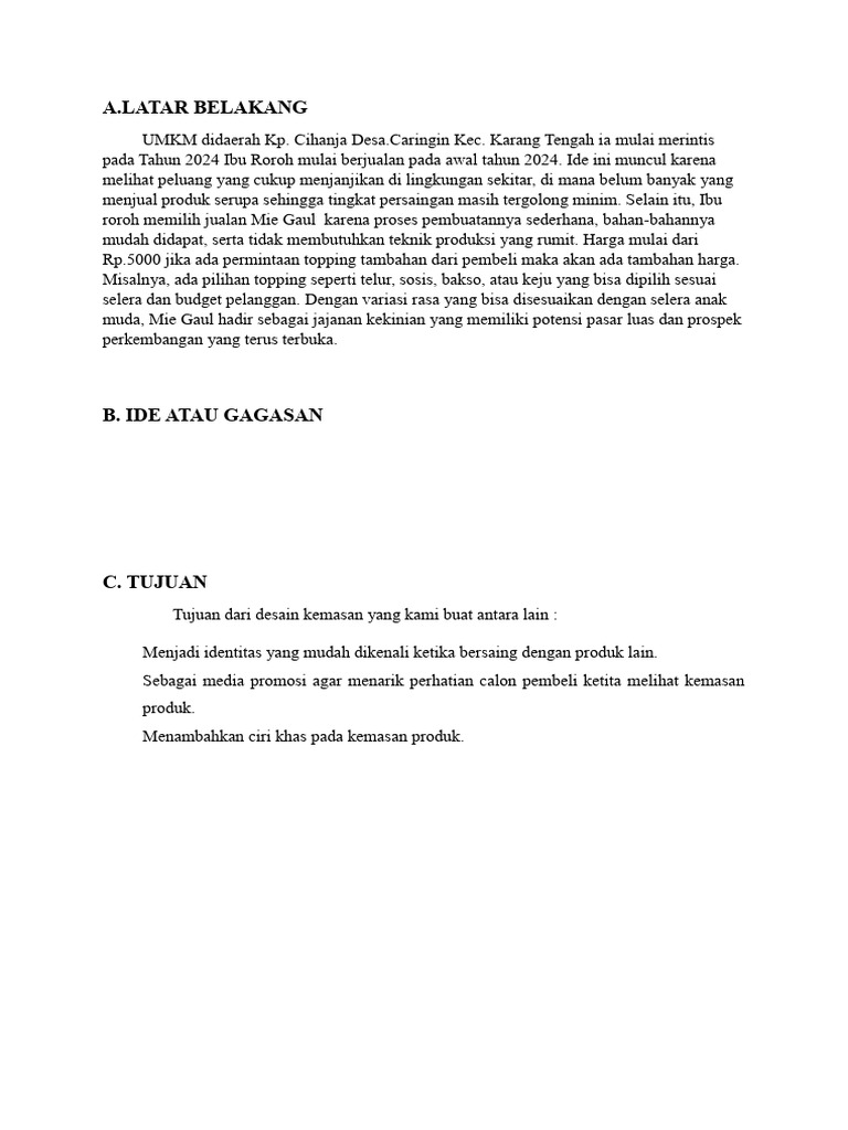 Proposal Mie Gaul | PDF