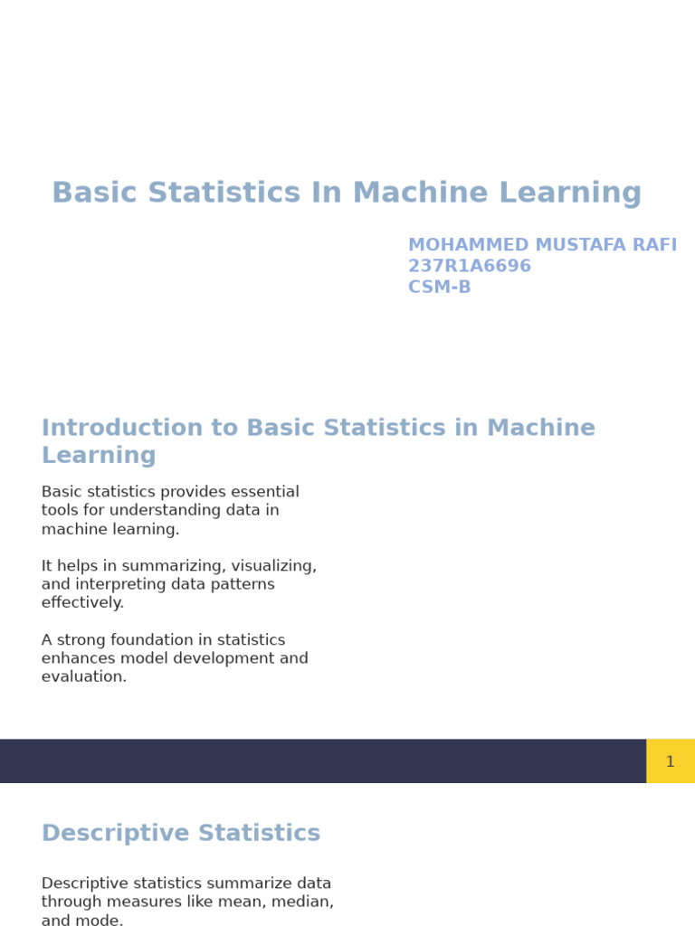 Basic Statistics for Machine Learning | PDF | Statistics | Variance