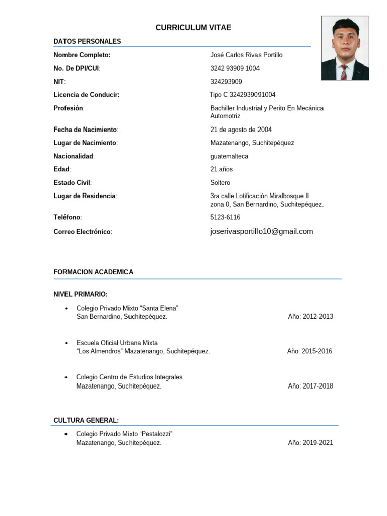 CV Carlos Portillo | PDF
