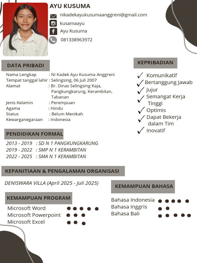 CV Ayu Kusuma | PDF