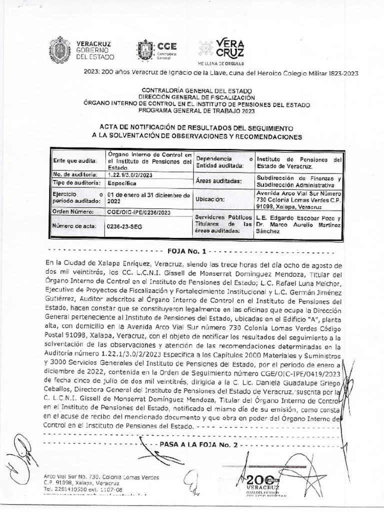 Acta de Not. de Resul. Dgu. A La Solv. OBS y RECCAP 200 y 3000 OIC | PDF