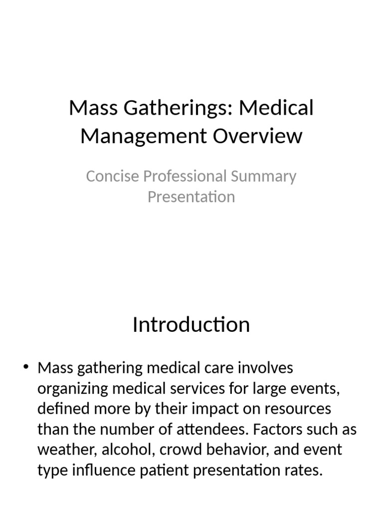 Mass Gatherings Summary Presentation | PDF | Emergency Department ...