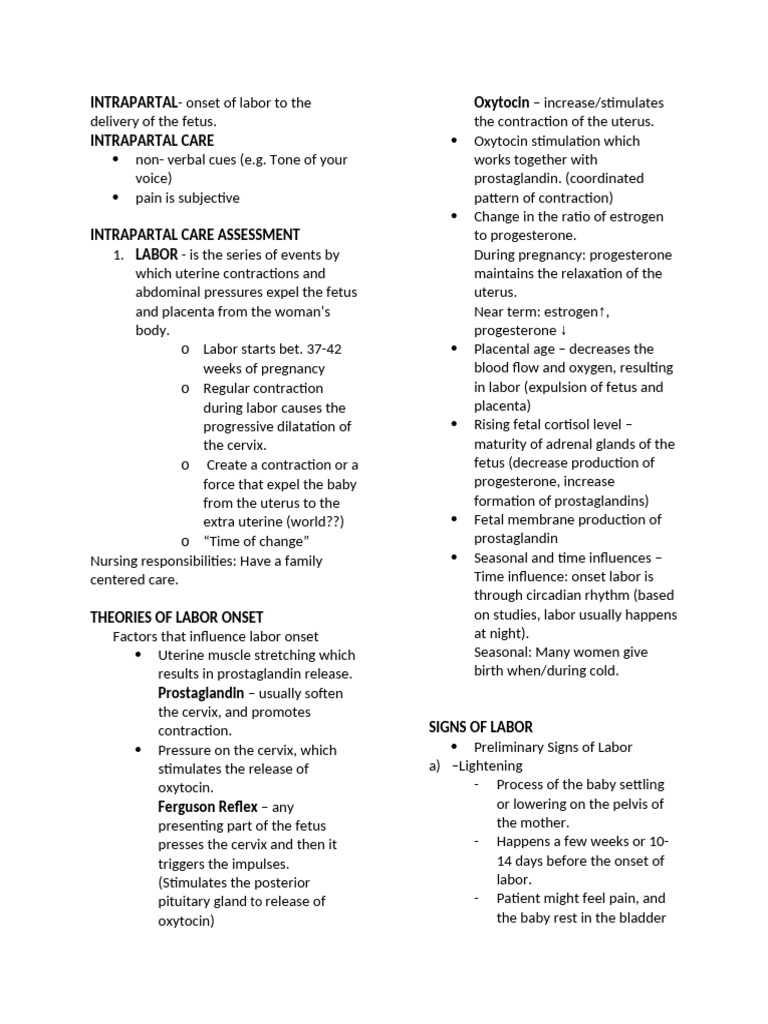 INTRAPARTAL | PDF | Childbirth | Uterus