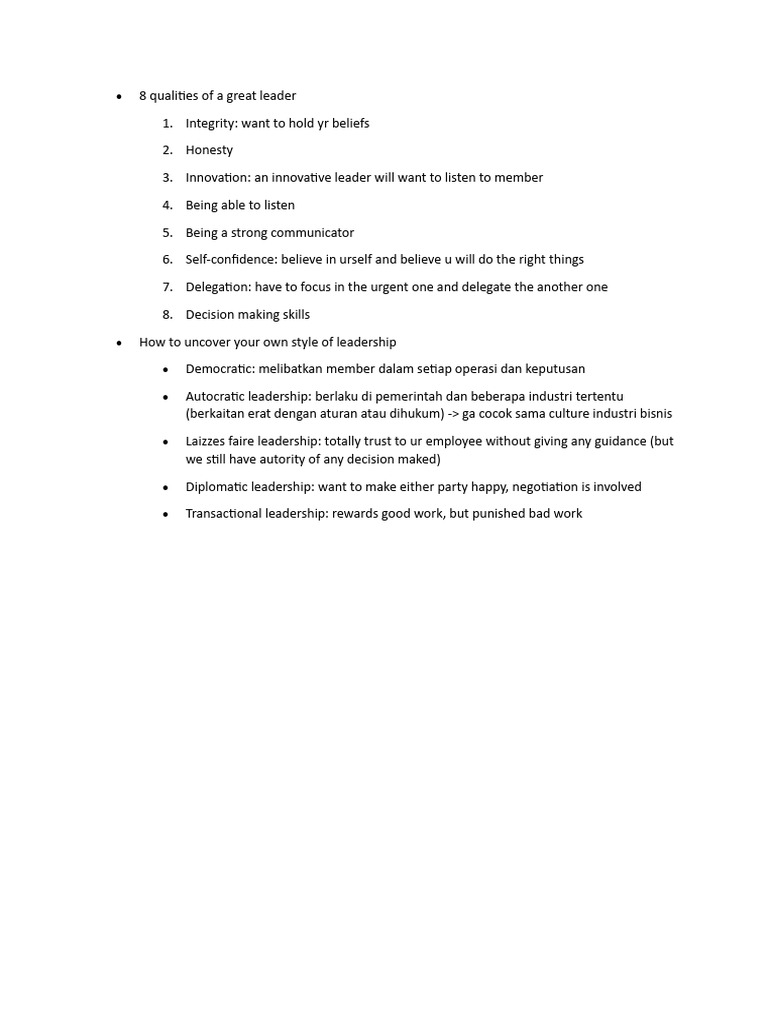 8 Qualities of A Great Leader | PDF