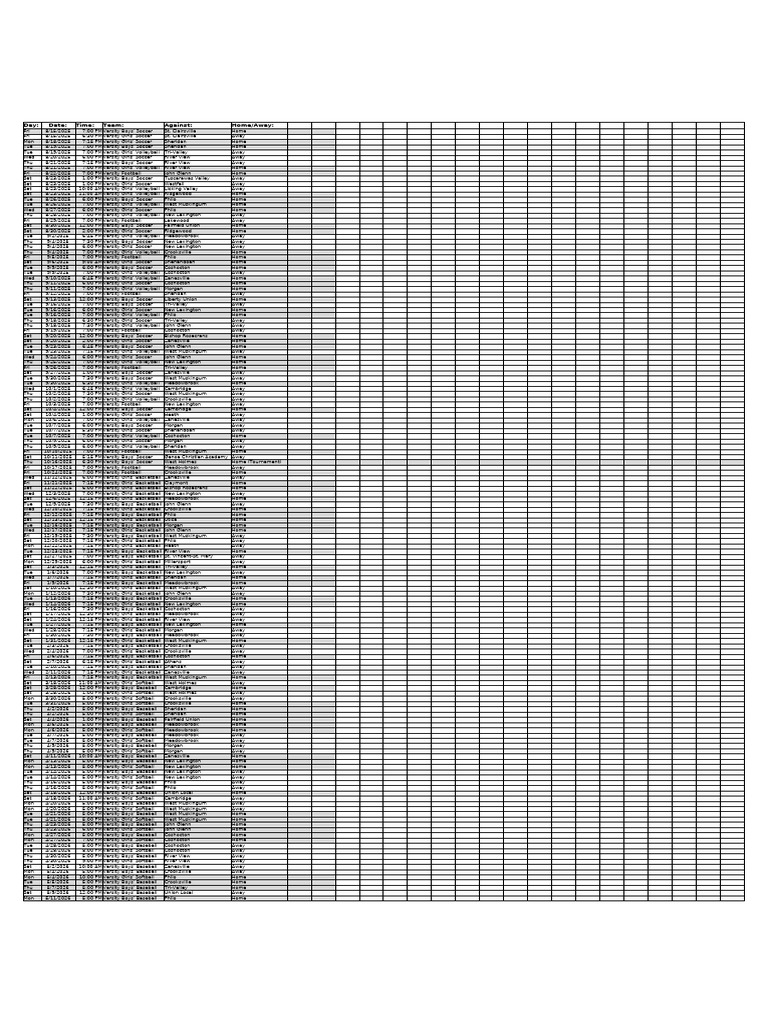 2025-2026 Varsity Sports Schedule | PDF | Games Of Physical Skill ...