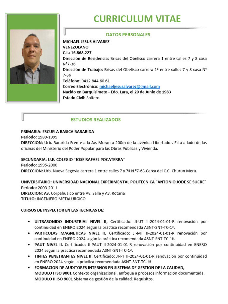 UCLA II Curriculo Michael Jesús Álvarez | PDF | Conocimiento procedimental | Procesos de negocio