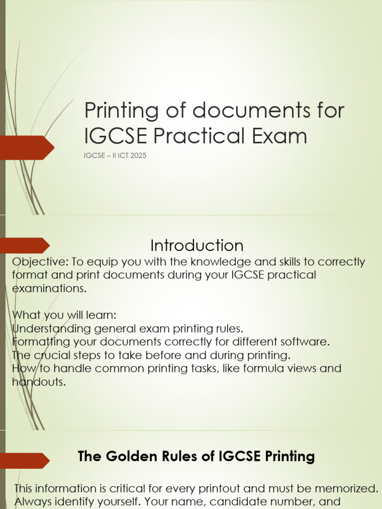 IGCSE Practical Exam Document Printing Guide | PDF | Software | Computing