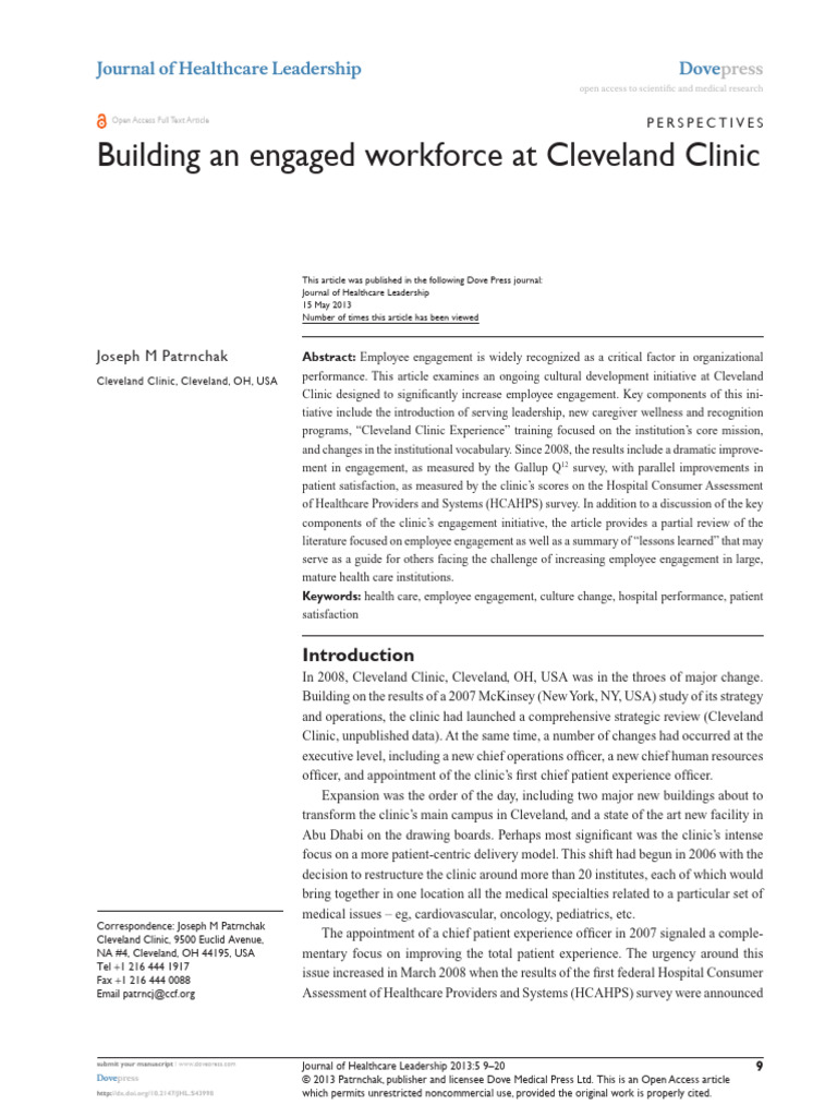 Enhancing Employee Engagement at Cleveland Clinic | PDF | Leadership ...