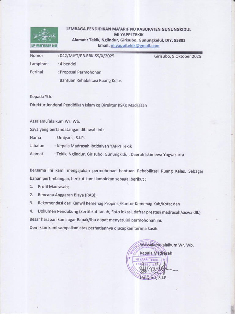 Proposal Rehab Ruang Kelas 2025 2026 Sim Sarpras | PDF