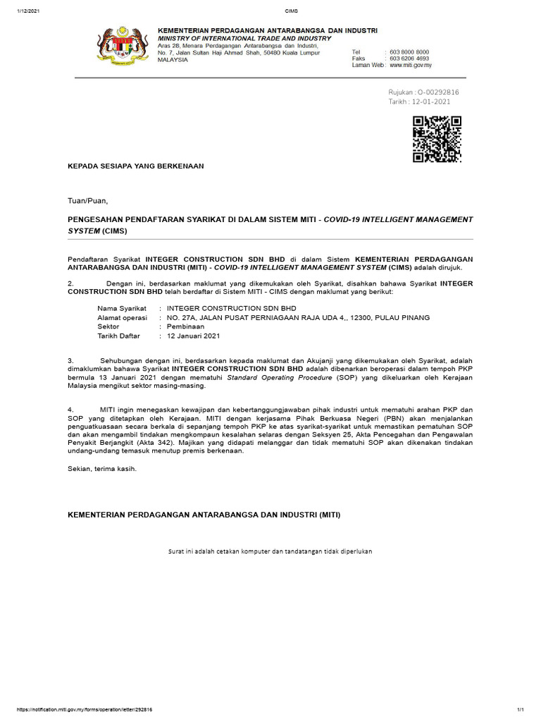 MITI Approval 12.01.2021 | PDF