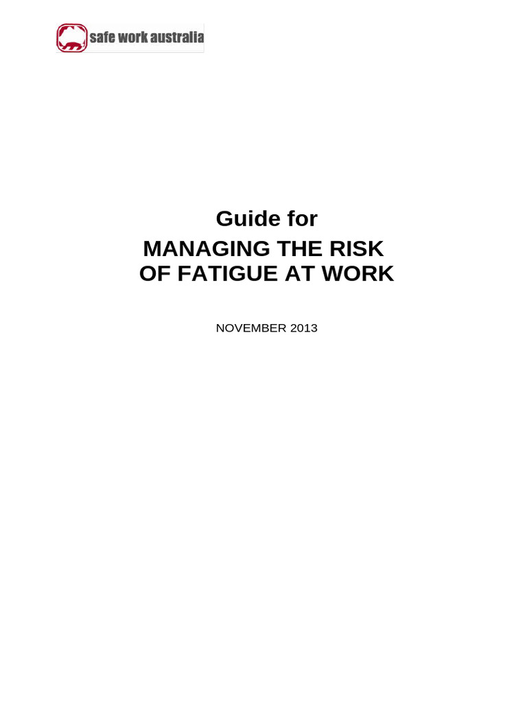 Fatigue Risk Management at Work Guide | PDF | Shift Work | Occupational ...