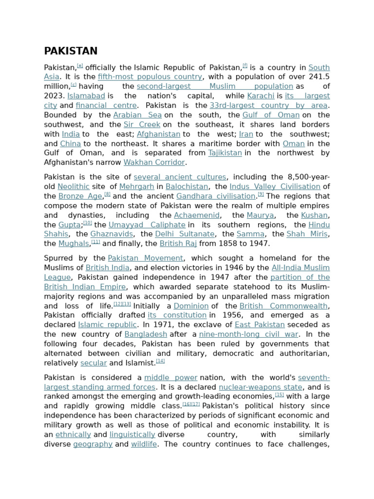 Introduction to Pakistan's History | PDF | Pakistan | South Asia