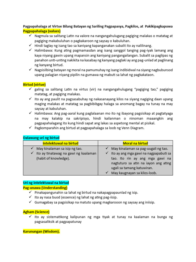 LC 3 - Pagpapahalaga at Birtud | PDF