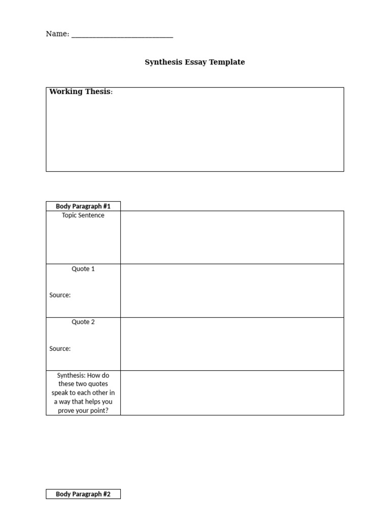 Synthesis Essay Template | PDF