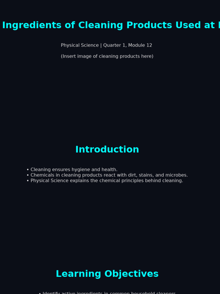 Active Ingredients of Cleaning Products Dark Modern | PDF