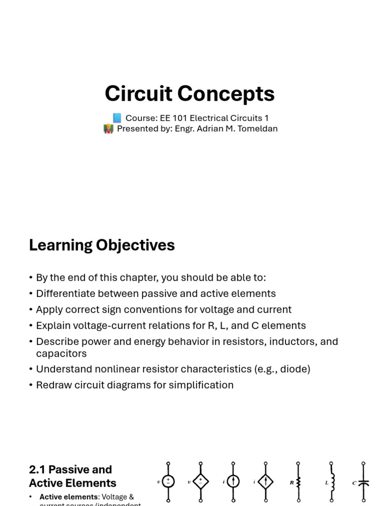 Circuit Concepts | PDF | Electrical Network | Passivity (Engineering)
