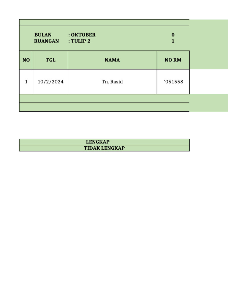 Pengumpulan Data Assesment Awal Rawat Inap Terintegrasi Kurang Dari 24 Jam Bulan Oktober 2024 | PDF