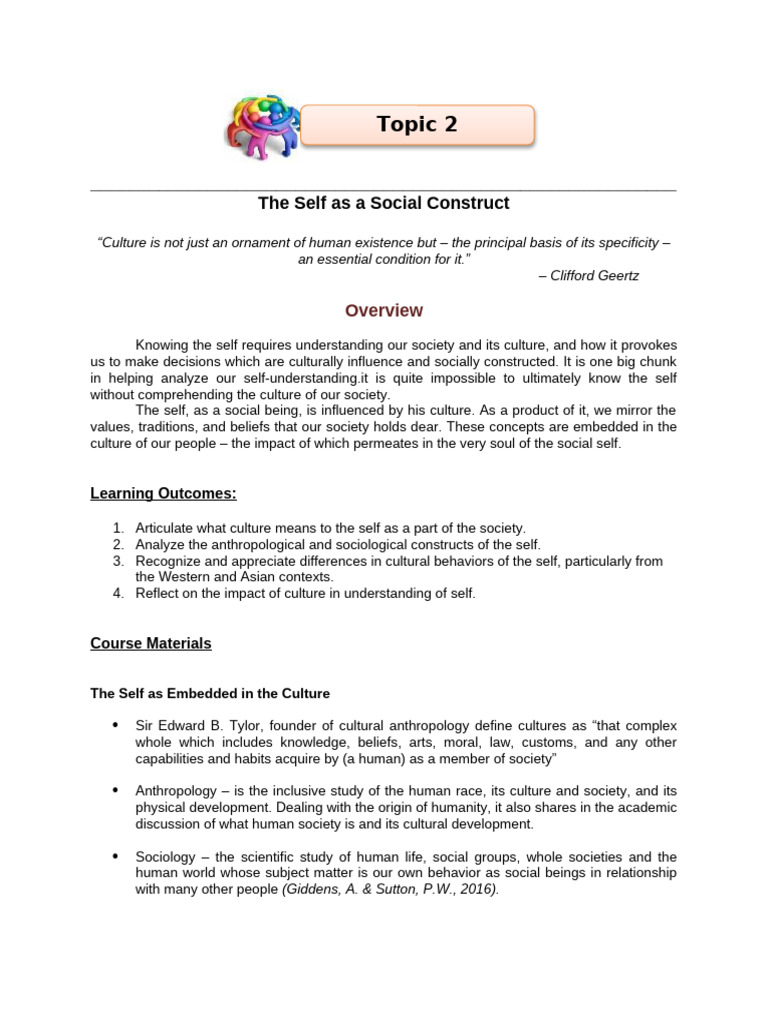 Lesson 1 Topic 2 GROUP 1 Social Construct | PDF | Confucianism | Self