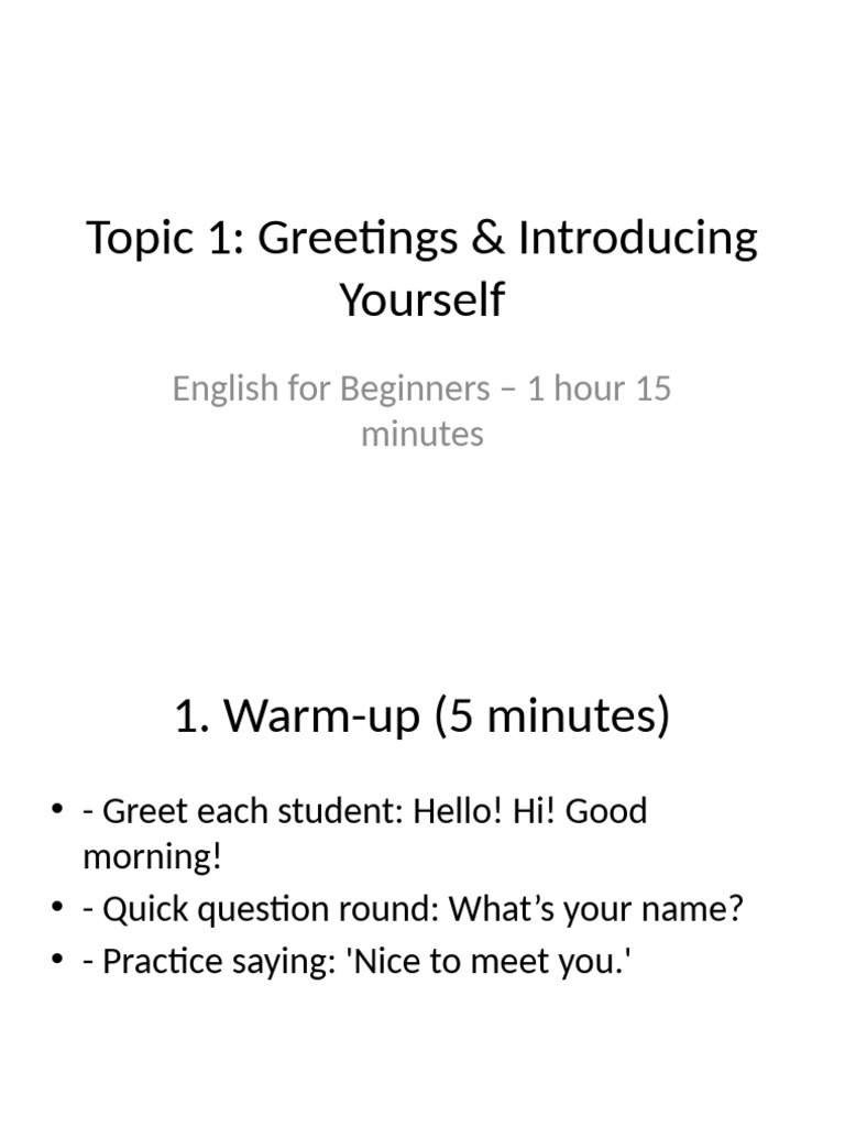 Topic1 Greetings Beginner Detailed | PDF