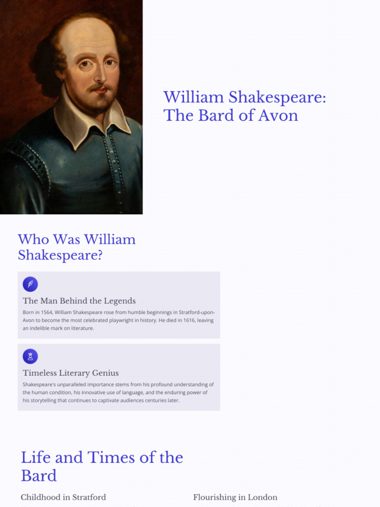 William Shakespeare The Bard of Avon | PDF