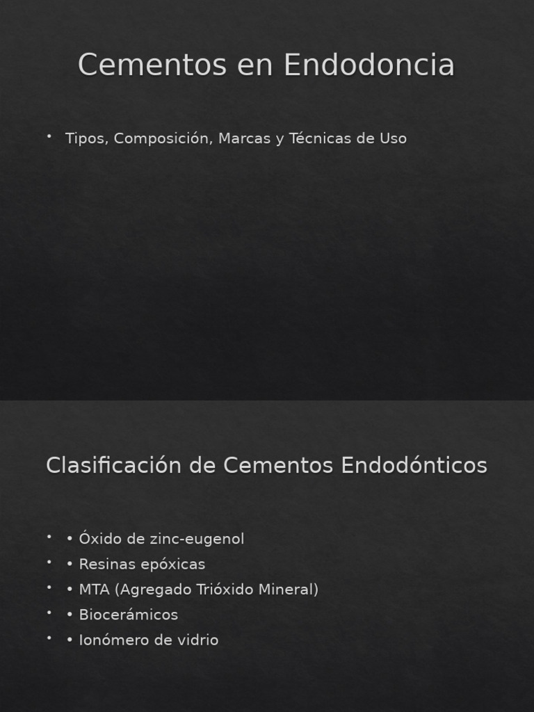 Cementos Endodónticos: Tipos y Usos | PDF
