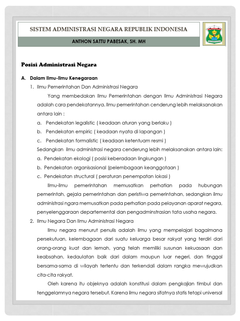 Hubungan Ilmu Administrasi Negara | PDF
