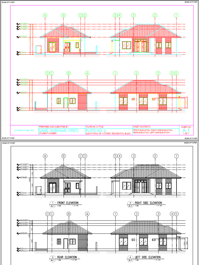 1-Storey Residential Building Elevations | PDF
