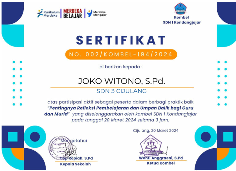 Sertifikat Pak Joko W | PDF