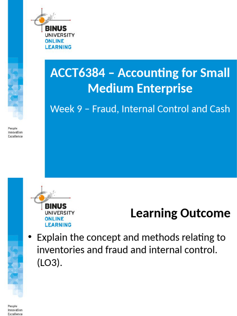 Week 9 - Fraud and Internal Control | PDF | Internal Control | Cheque