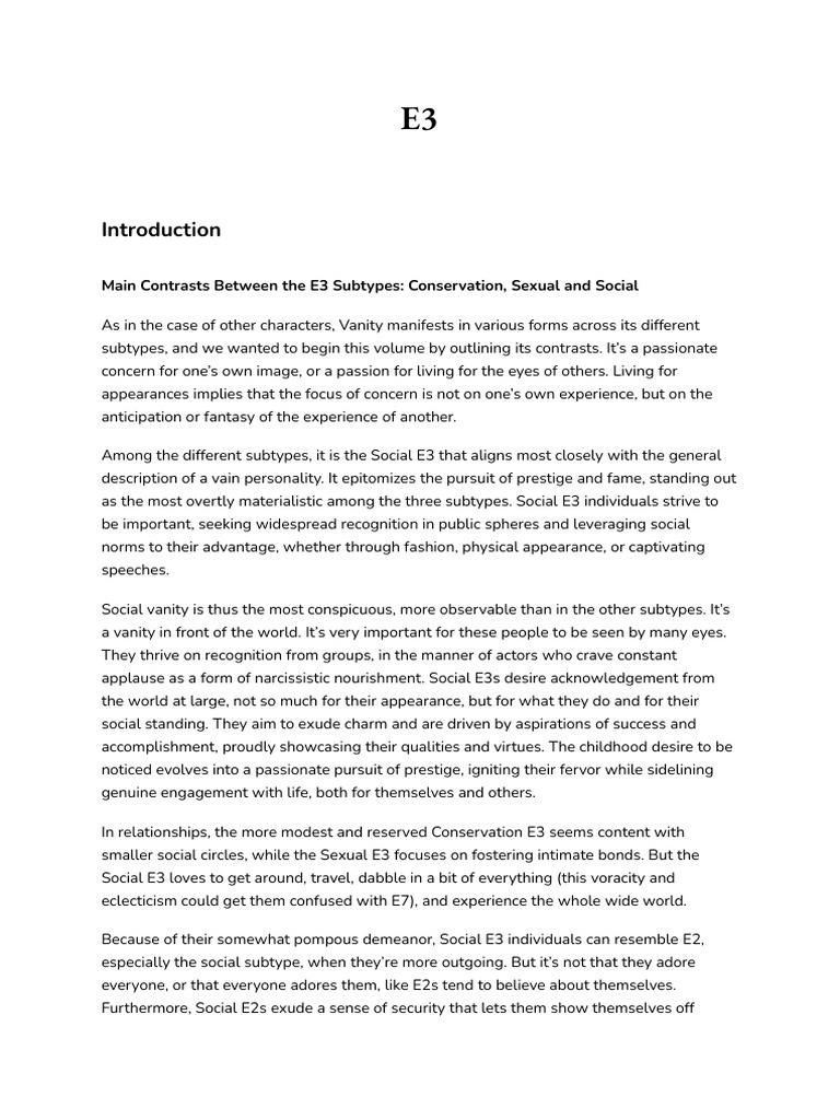 Main Contrasts Between The E3 Subtypes: Conservation, Sexual and Social ...