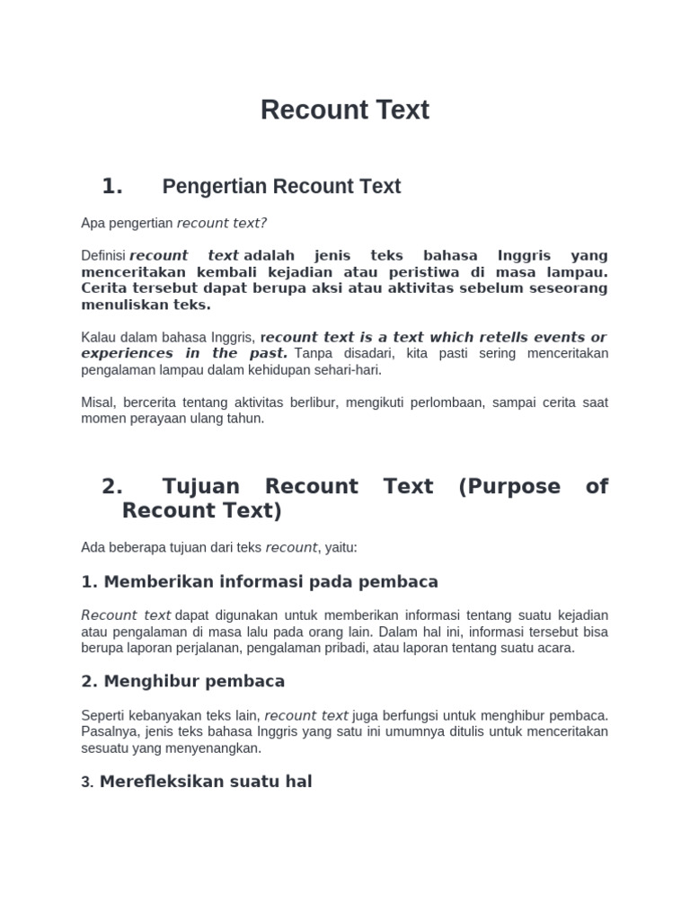 Hand Out Recount Text | PDF