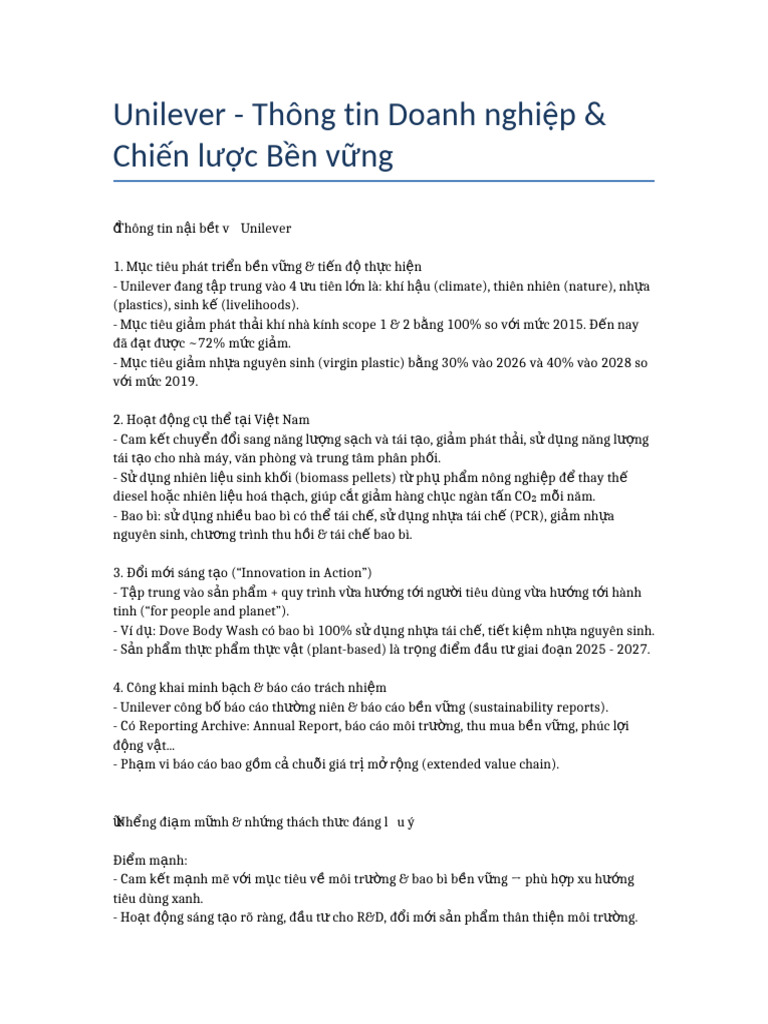 Unilever Info | PDF