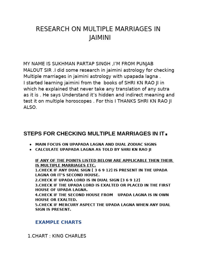 Jaimini Astrology: Multiple Marriages Analysis | PDF