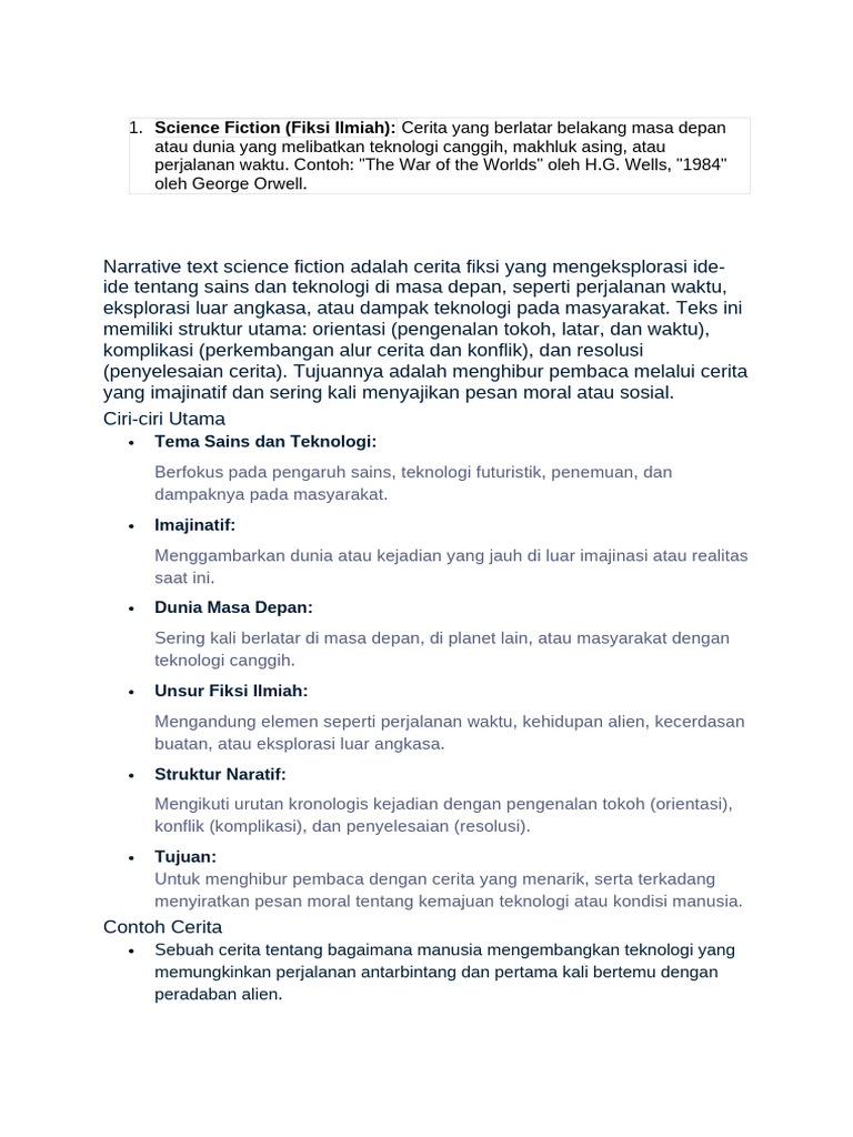 Science Fiction Narrative Elements Explained | PDF | Science